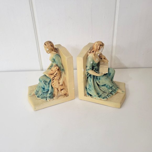 Vintage | Other | 93s Jane Austin Lovers Chalkware Bookends Woman And ...